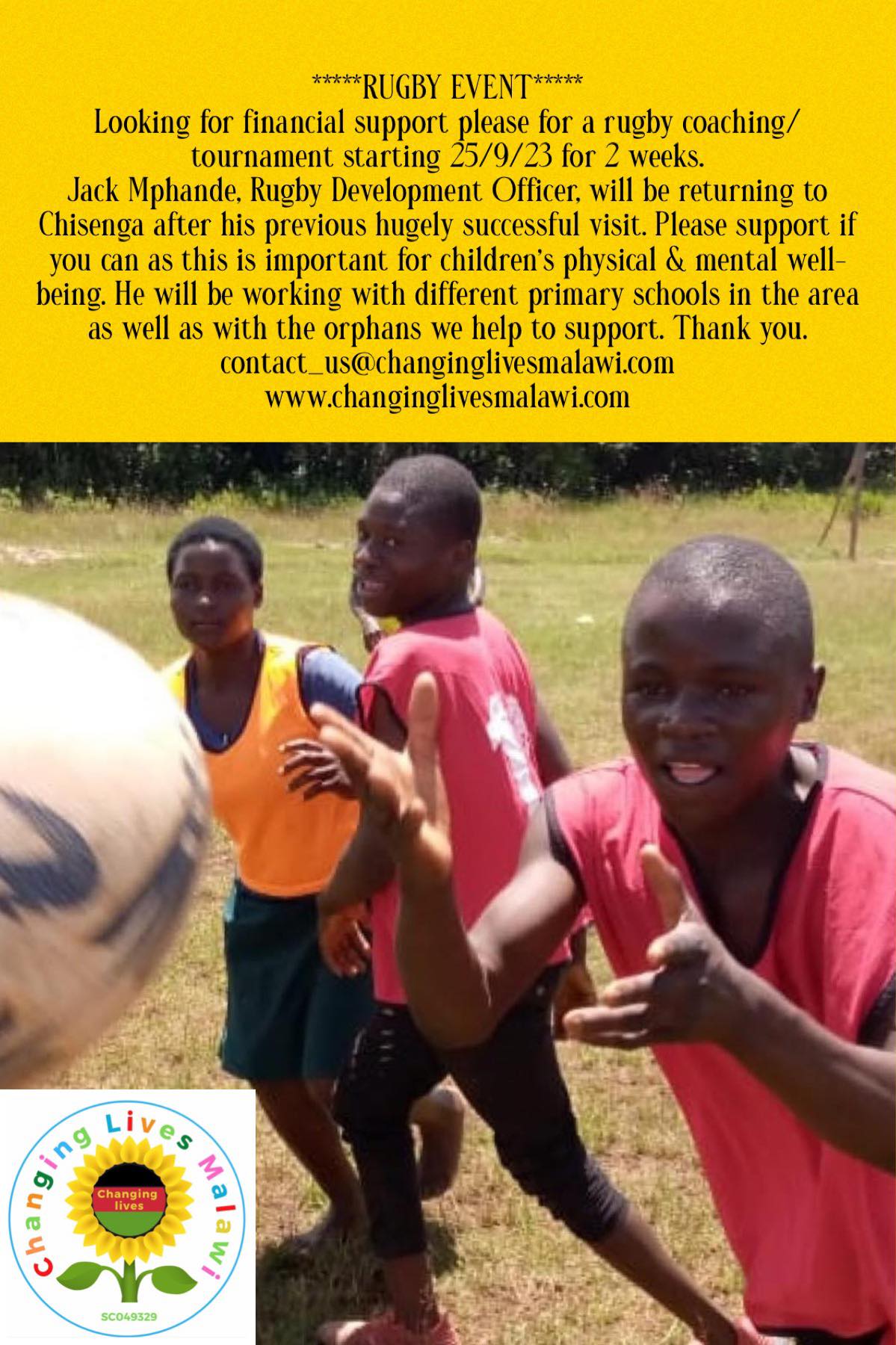 Rugby Event - Fundraiser - Changing Lives Malawi